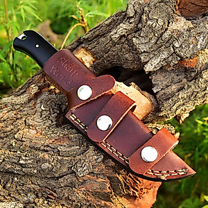 SharpWorld Buffalo Horn Damascus Knife Made Of Remarkable Damascus Steel -Best Hunting Knife with Sheath TJ105