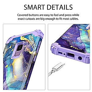 Rancase for Galaxy S9 Case,Three Layer Heavy Duty Shockproof Protection Hard Plastic Bumper +Soft Silicone Rubber Protective Case for Samsung Galaxy S9,Purple