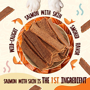 PAWUP Salmon Treats for Dog, Soft Healthy Dog Salmon Jerky, High Protein Dog Snacks, Human Grade Salmon Fillets with Taurine,12.5oz (Smoked Flavor)