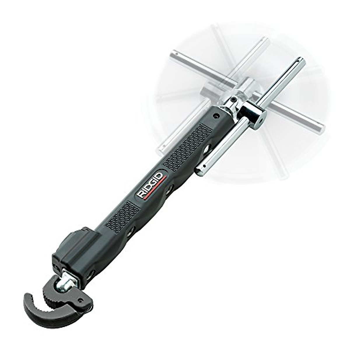 RIDGID 46753 Adjustable 10" to 17" Telescoping LED Lit Basin Pipe Wrench for Faucet Install and Repair in 1/2" to 1-1/4" Pipes, Black