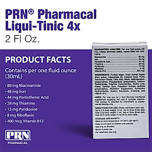PRN Pharmacal Liqui-Tinic 4X - Iron & Vitamins Oral Nutritional Supplement for Pets- Liver-Flavored Supplement with Iron & B-Complex Vitamins to Support Wellness - 2 fl oz (3 Pack)