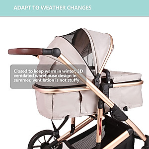 Lightweight Stroller, High Landscape Infant Pram, Aluminum Frame, Suitable For Toddlers And Children, With Multi-angle Adjustment, From Birth 0 To 4 Years, 0-20 Kg(Color:Grey)