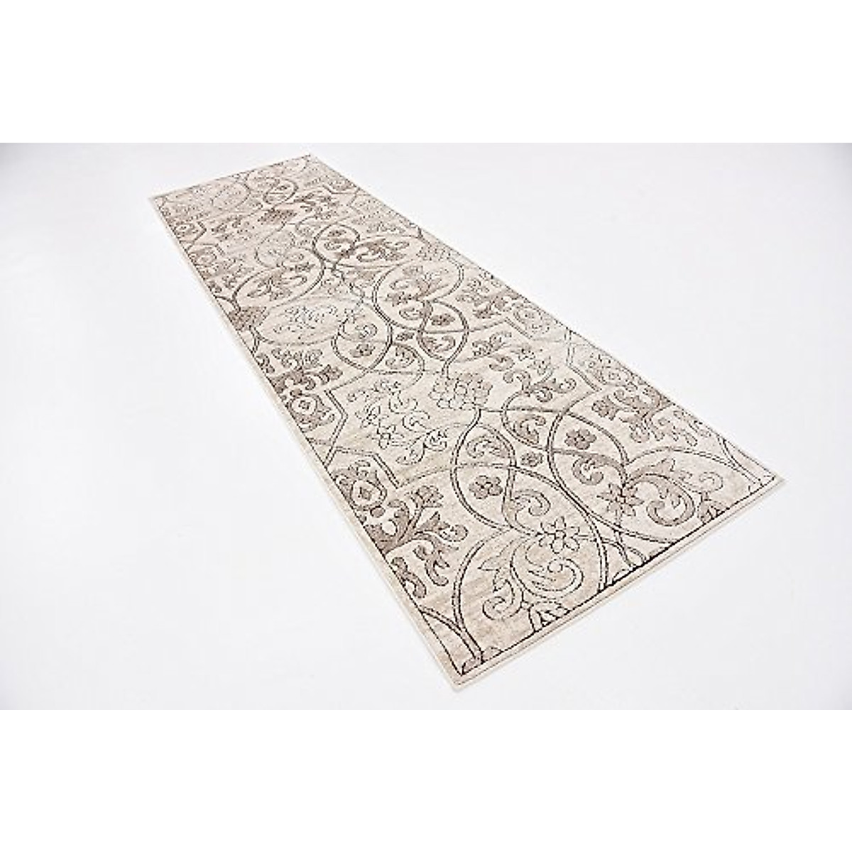 Unique Loom Rushmore Collection Classic Traditional White Tone-on-Tone Textured Intricate Design Area Rug (3' 0 x 9' 10 Runner, Tan/ Beige)