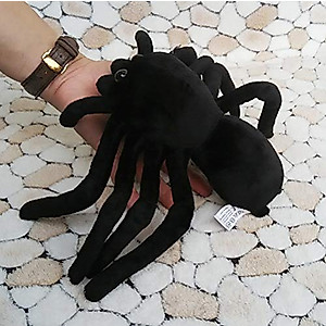 TAMMYFLYFLY Black Spider Plush, 9 Inch Collectible Decorative Big Eyes Tarantula Stuffed Toy Soft Take A Long Plushie Pillow Squishes Washable Cushy Mini Doll