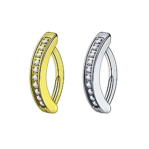 Piercingpops 2PCS 14g Sparkly CZ Clicker Belly Button Ring Surgical Stainless Steel Belly Ring Naval Ring Piercing Jewelry (2PCS CZ Silver (10mm+12mm))