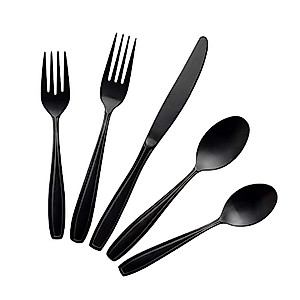 Radley & Stowe 20-Piece Matte Black Silverware Set, Service for 4, Durable Stainless Steel Flatware, Dishwasher Safe Cutlery