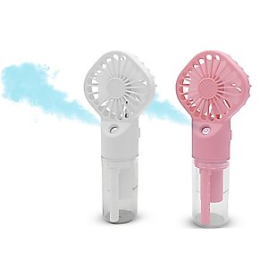 Handheld Fan Portable Handheld Misting Fan - Rechargeable Battery Operated Spray Mist Fan - Water Mist Fan - Outdoors Misting Personal Cooling - Cooling Fans for Makeup Travel, Beach, PACK OF 2