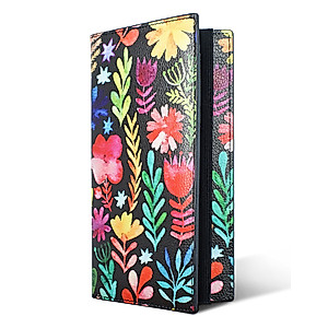 Zreal Checkbook Cover for Men & Women, Premium Vegan Leather Checkbook Holder Slim Wallets for Top & Side Tear Duplicate Checks with RFID Blocking (Flower)