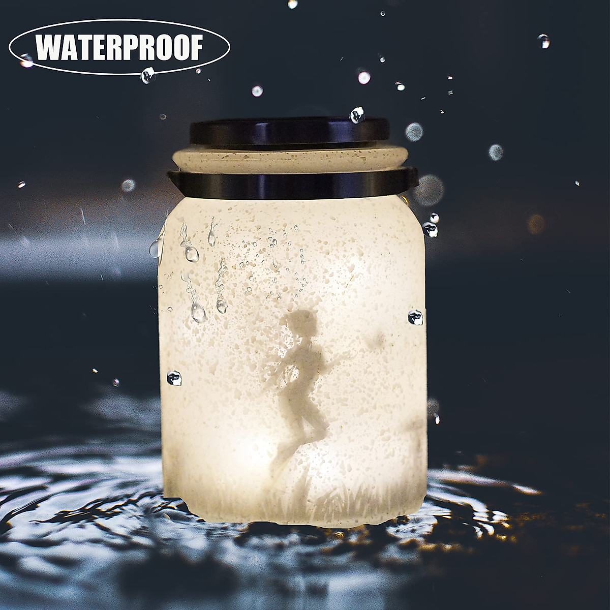 Solar Fairy Lantern Outdoor Decorative Frosted Glass Hanging Lights Fairy Jars Table Lamp for Garden Patio,Christmas,Wedding Party Decor Ideal Gifts for Woman,Mom Warm White Fairy String Lights