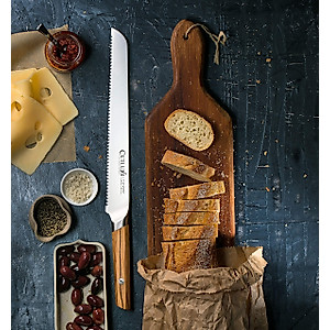 CUTLUXE Bread Knife – 10" Serrated Kitchen Knife – Olive Wood Handle – Full Tang – Olivery Series