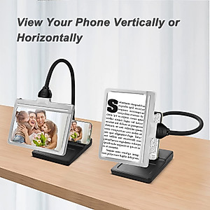 4X Magnifying Glass with Light and Stand, 36 LED Flexible Gooseneck Magnifying Desk Lamp, Ajustable Brightness Large Page Magnifier for Reading, Sewing, Crafts, Painting, DIY & Close Work Silver