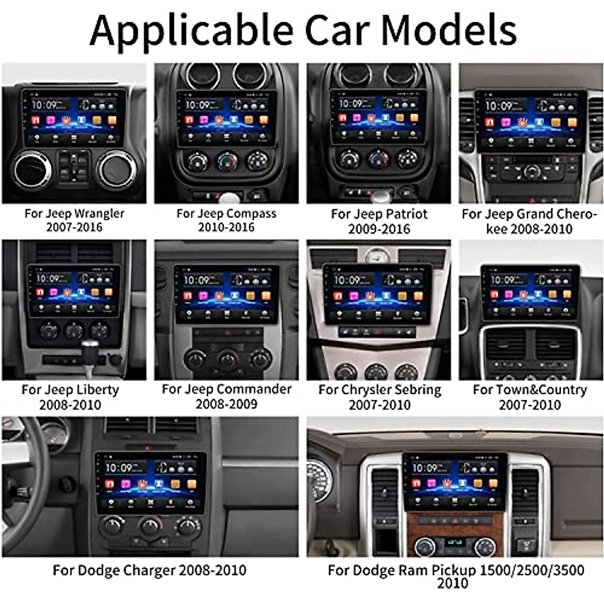 Bruynic 2023 New Upgrade Android 12 Car Radio Stereo for Jeep Wrangler JK Compass Grand Cherokee Dodge Ram,10.1" IPS Touch Screen with Wireless Carplay and Android Auto Come with AHD Backup Camera