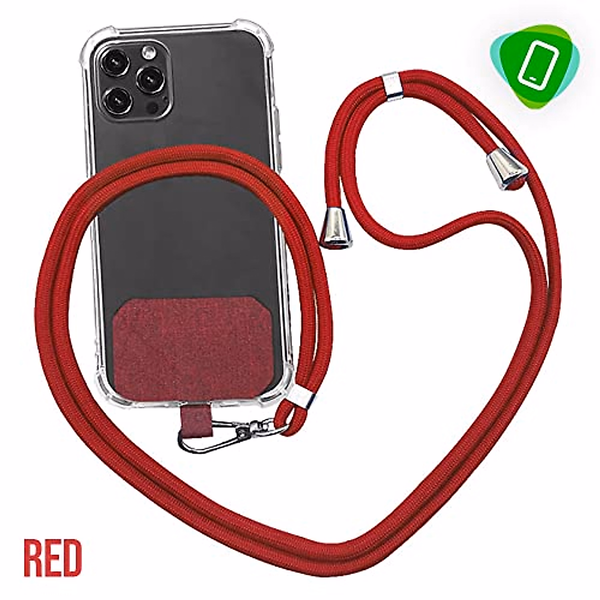 CoGear - Universal Phone Lanyard Patch, Nylon Patch Phone Lanyard, Crossbody Nylon Patch Phone Lanyards (Wine Red, 1 Pcs)