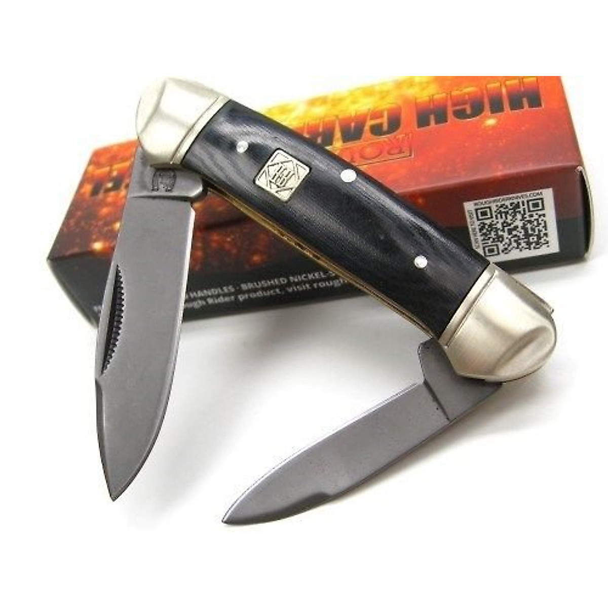 ROUGH RIDER Black CANOE 2 Blade CARBON Steel Folding Pocket ProTactical'US - Limited Edition - Elite Knife with Sharp Blade New! OSB1571