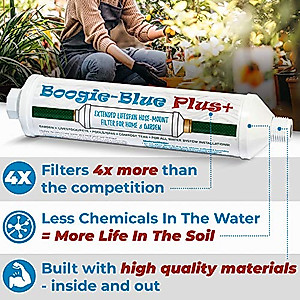 Boogie Blue Plus Garden Hose Water Filter for RV and Outdoor use - Removes Chlorine, Chloramines, VOCs, Pesticides/Herbicides Boogie Blue Plus High Capacity Filter - The Organic Gardener's Choice