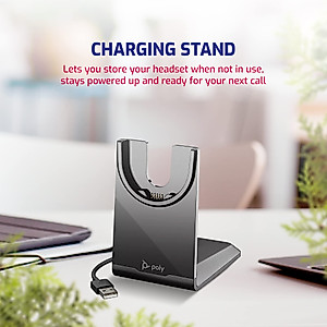 Plantronics Poly Voyager Focus 2 UC, Bluetooth Stereo Headset with Charge Stand, USB-A for Teams, Connects to Deskphone, PC/Mac, Smartphone - Global Teck Bundle w/Microfiber Cloth