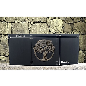 DND Dungeon Master Screen Engraved Maple Wood Three-Panel DM Screen with Initiative Tracker Slot for D&D and RPGs (Tree of Life), Black