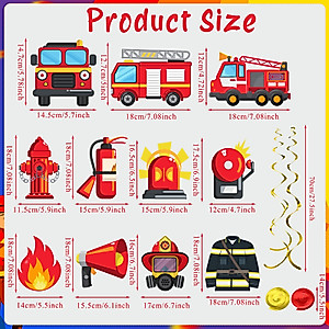 30 Pieces Fire Truck Hanging Swirl Decorations Firetruck Birthday Decorations Swirls Firefighter Party Favors Fire Truck Party Hanging Swirls for Fireman Theme Birthday Baby Shower