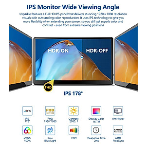 Usparkle Touchscreen Monitor 13.3 inch FHD1920×1080P IPS HDR 60Hz Touch Screen Monitor, HDMI VGA DVI Touch Monitor with 10-Point Multi-Touch, VESA Monitor with Speakers,Touchscreen for Laptop