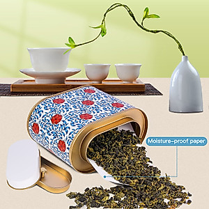 3-Pack Large Tea Tins for Loose Tea With Lid - Metal Sealed Jar Tea Canister Oval Shape 3.53~7oz Small Tin Cans Loose Tea Storage Kitchen Canisters Tea Bag Organizer, Coffee, Candy, Herbs Canister