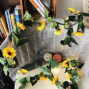 BeautyOL 30LED Green Leaf Sunflower Lights,Flower String Lights for Home Garden Decor