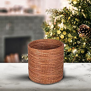 JOSE ARTESANO Pine Needle (Ocoxal) Waste Basket, 9.8 in x 9.8 in, Cylindrical, Wicker Trash Can, Natural, 100% Sustainable, Organic and Vegan