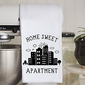 WCGXKO Funny Dish Towel Home Sweet Apartment Kitchen Towel Sweet Housewarming Gift New Apartment Gifts Decor (Sweet Apartment)
