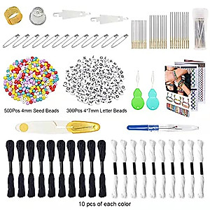 Friendship Bracelet String Kits with Organizer Storage Box, 110 Colors Embroidery Floss, 800 Beads, 52Pcs Cross Stitch Tools-Labeled with Embroidery Thread Numbers for Bobbins Great Production Gift