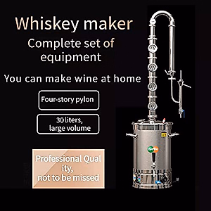 YUEWO 110V Electric 304 Stainless Steel Alcohol Distiller Flute Reflux Column Still with Sight Glasses Wine Making Kit for DIY Whisky Wine Brandy Gin (Produce 92% ABV)
