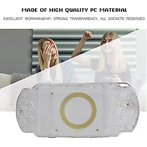 Socobeta Game Console Shell Replacement Game Console Housing Set with Buttons Kit Compatible with PSP 1000(Clear)