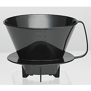 Fino Pour-Over Coffee Brewing Filter Cone, Number 4-Size, Black, Brews 8 to 12-Cups