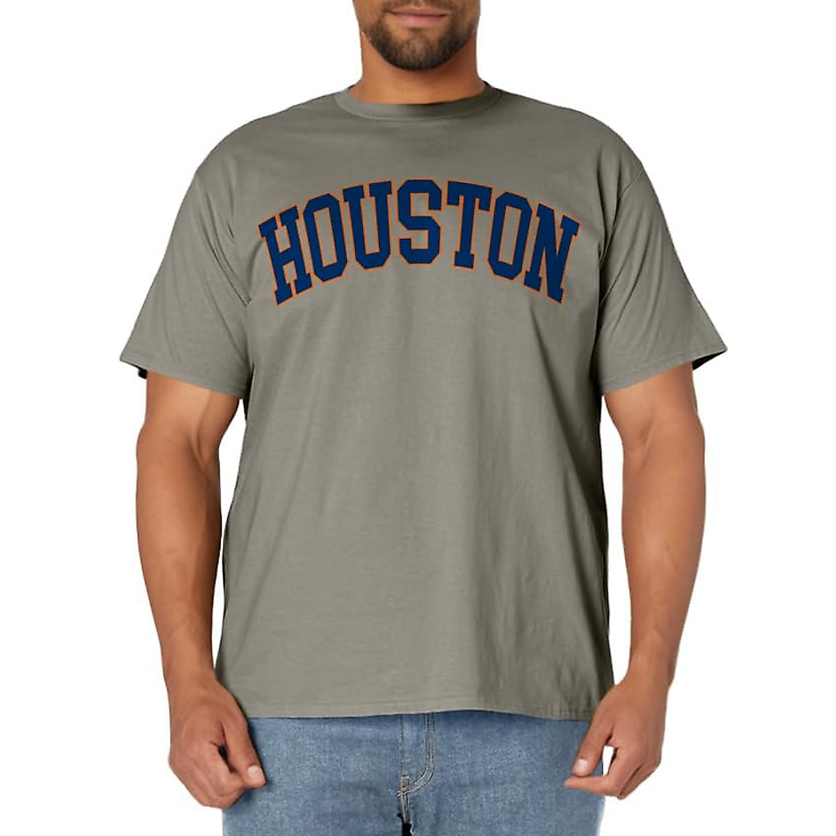 Houston Vintage Blue Orange Text T-Shirt