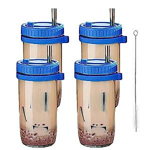 4 Set Can Shaped Glass, Drink Cups With Lids And Straws, Iced Coffee Cups Reusable Drinking Glasses Beer Can Glasse, Cute Tumbler Cup For Homes, Kitchens, Breweries, Cafes, And Restaurant