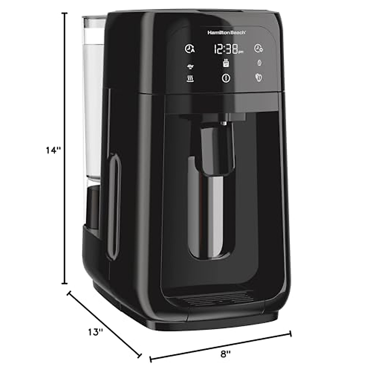 Hamilton Beach One Press Programmable Dispensing Drip Coffee Maker with 12 Cup Internal Brew Pot, Removable Water Reservoir, Black Next Gen (47600)