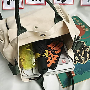 Canvas Crossbody Tote Shoulder Purse Bag for Women and Men with Multi-pocket for Shopping, Travel and Work(Green/620)