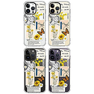 MOSNOVO Compatible with iPhone 14 Pro Max Case, [Buffertech 6.6 ft Drop Impact] [Anti Peel Off Tech] Clear TPU Bumper Women Phone Case Cover Vintage Collage Art Designed for iPhone 14 Pro Max 6.7"