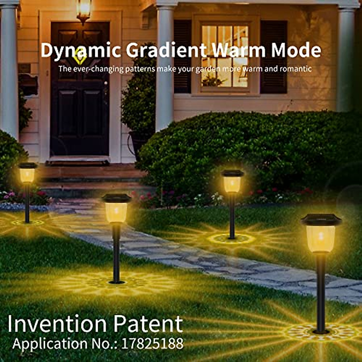 SIDSYS Outdoor Solar Lights for Yard, Glass Dream Dynamic Solar Outdoor Lights, 230LM Pattern Changing Warm Solar Garden Lights, IP65 Waterproof Solar Powered Pathway Lights 8 Pack