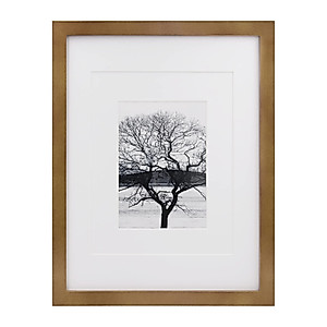 Egofine 11x14 Picture Frame Display Pictures 5x7/8x10 with Mat or 11x14 Without Mat Made of Solid Wood Covered by Plexiglass for Table Top Display and Wall Mounting Photo Frame, Light Brown