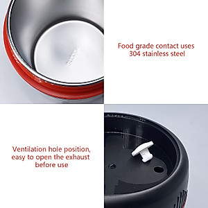 Yanglonghui Thermos with Foldable Spoon, Stainless Steel Thermal Food Container Soup Cup Leak Proof Insulated Lunch Box Hot Cold Food for Office Picnic Travel (Black)