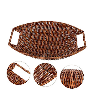 Angoily Rattan Weaving Storage Basket Fruit Bread Snack Woven Basket Simulated Rattan Elegant Decorative