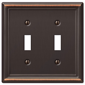 Amerelle 149TTDB Chelsea Wallplate, 2 Toggle, Aged Bronze