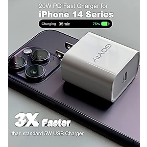 GOYIY 20W USB C Wall Charger, Fast Phone Charger Block,PD Power Adapter Compatible with iPhone, iPad Pro/Mini, MageSafe Charger, Google Pixel -White