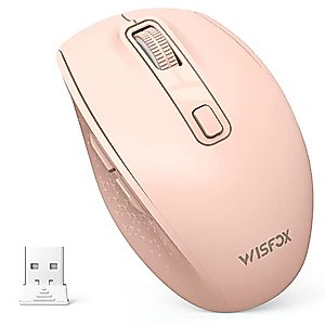 WisFox Bluetooth Mouse, Silent Wireless Mouse Come with 2 Modes (Bluetooth 3.0/5.0 + USB), Multi-Device Portable Cordless Mouse for Laptop, iPad, MacOS, PC, Windows, Android (Pink)