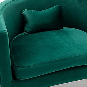 Modern Living Room Chair Velvet Barrel Accent Chairs Armchair, Upholstered Lounge Chair Mid Century Tub Bucket Club Side Chair Sofa for Bedroom-Green