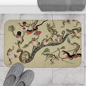 Bath Mat Frog Japanese Home Decor Durable Welcome Front Door Mats Entryway Rugs Non-Slip Floor Mat Entrance Rugs Bath Rug Kitchen Rugs 18 x 30 in