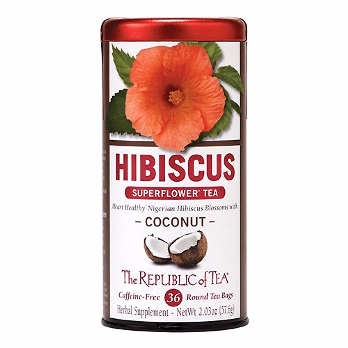The Republic of Tea - Hibiscus Coconut Superflower Herbal Tea, 36 Count