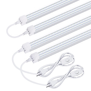 FALANFA 8FT T8 V Shape Integrated Tube Light Double Side 4 Row,120W LED Shop Light Fixture, AC85-277V 14400 Lumens 6000K Cold White, LED Cooler Door Light 25 Pack