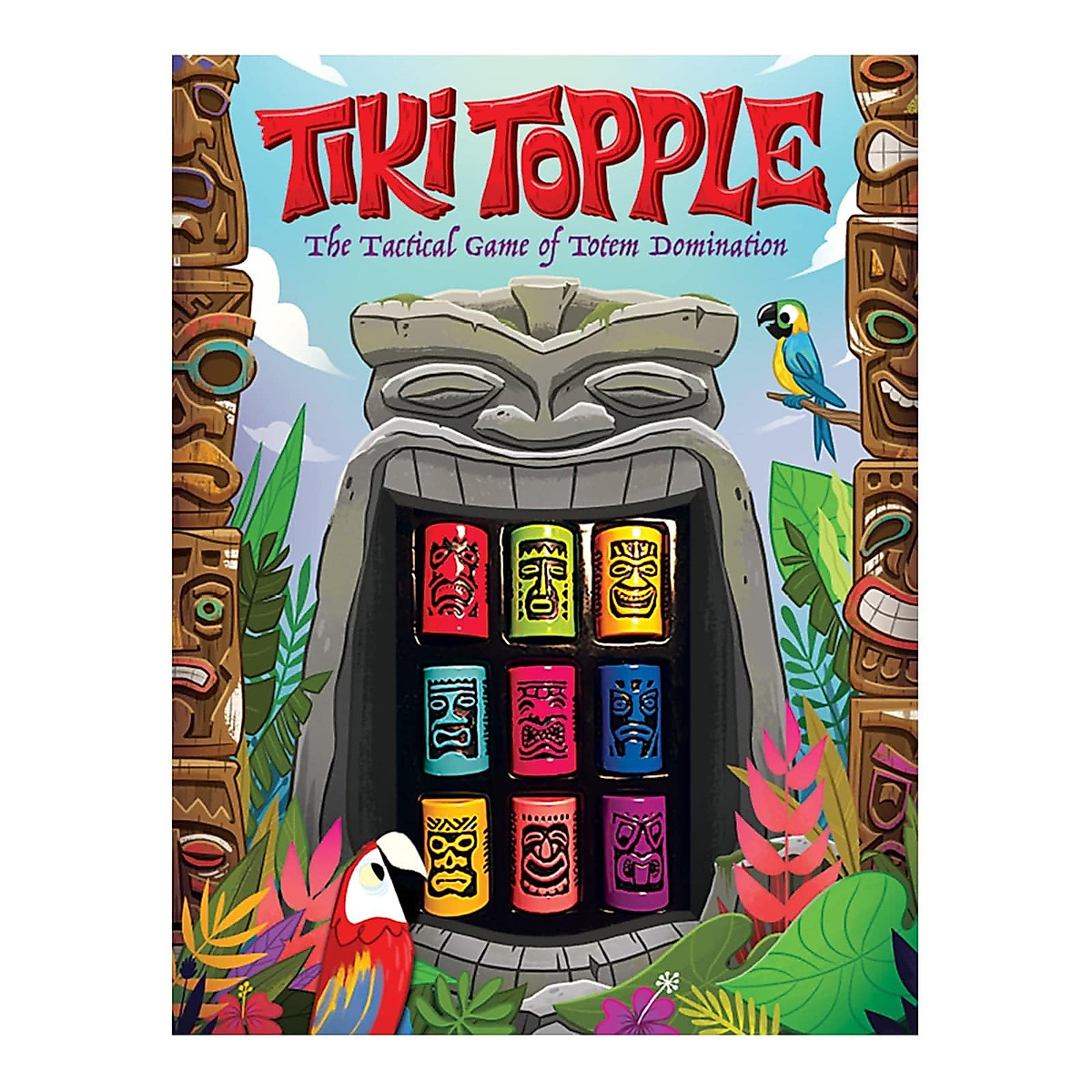 Gamewright Tiki Topple - The Tactical Board Game of Totem Domination Board Game Multi-colored, 5" for ages 120 months to 180 months