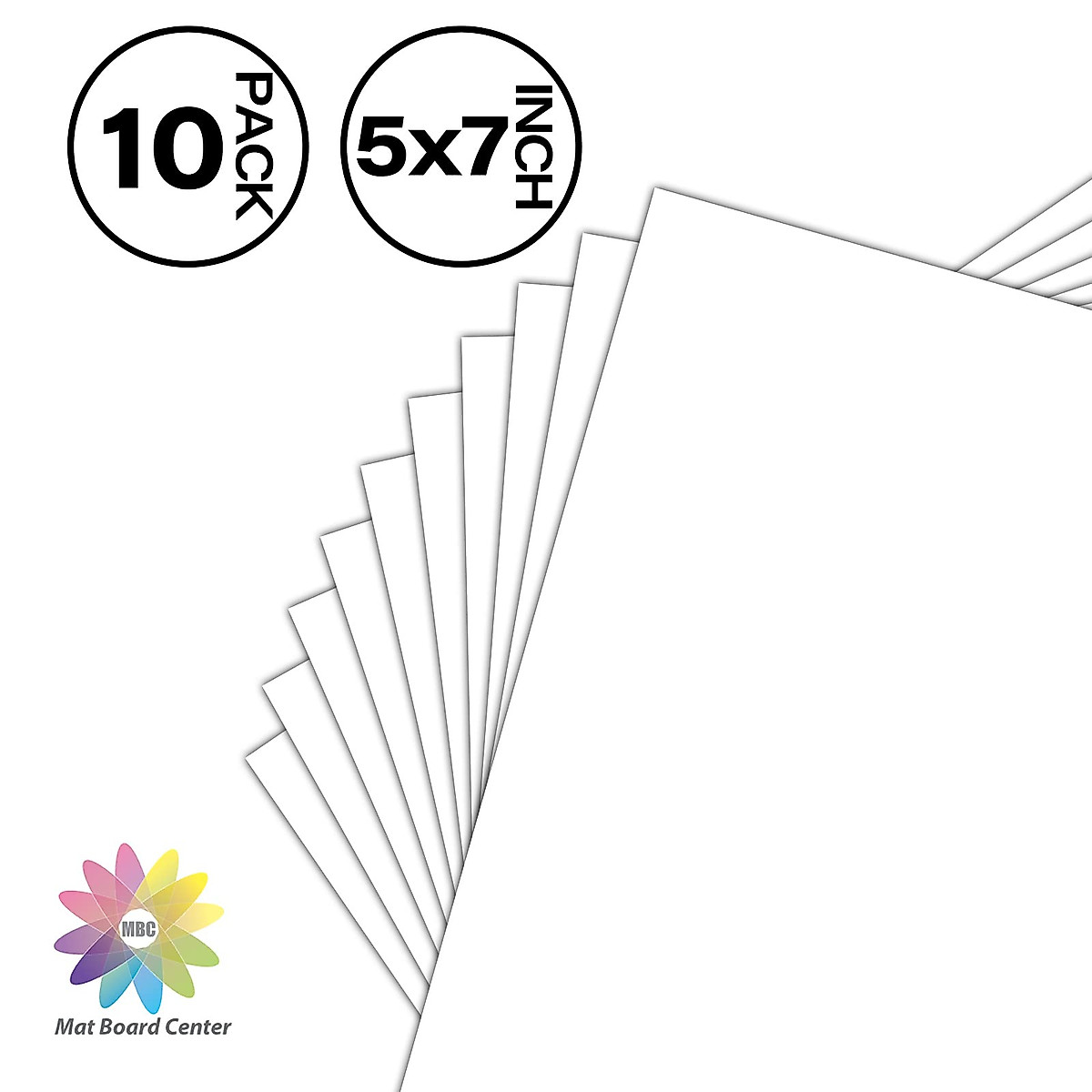 Mat Board Center, 10 Pack 5x7 White Backing Boards, Cardboard for Arts, Prints, Frames, Photos and More