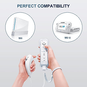 FASIGO Wii Remote with Nunchuck, Wii Controller with Nunchuck, Compatible with Nintendo Wii/Wii U, 2 Pack